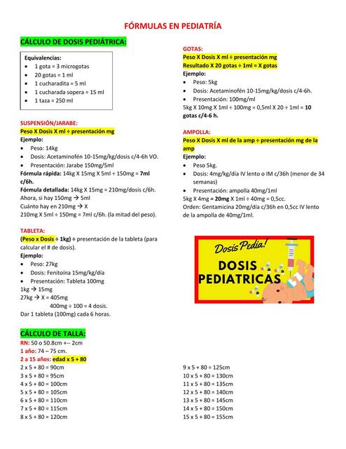 Fórmulas en Pediatría | Jessie | uDocz