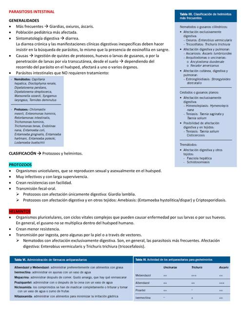Parasitosis intestinal en pediatría | Jess | uDocz
