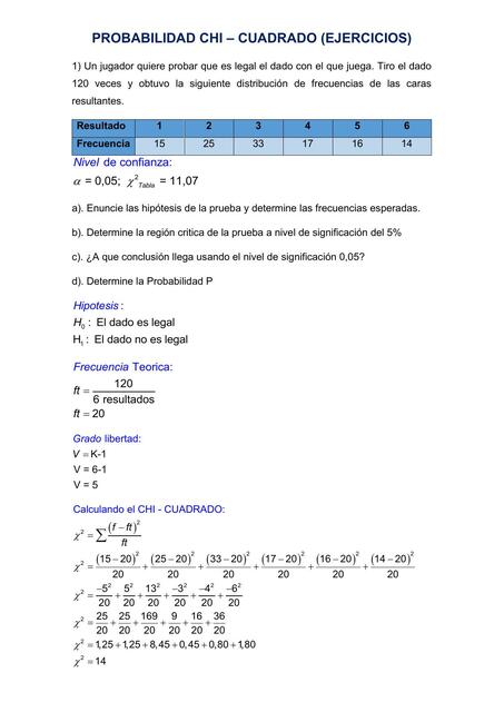 Probabilidad chi ejercicios | Giussepe Mori Fernández | uDocz