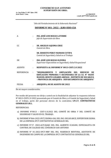 Informe de Obra | Dezz PrzPamo | uDocz