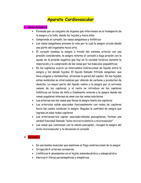 Aparato Cardiovascular | uDocz