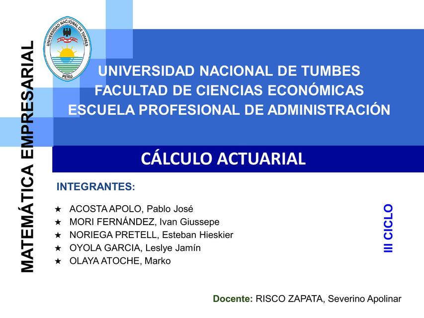 Calculo actuarial matemática financiera | Giussepe Mori Fernández | uDocz