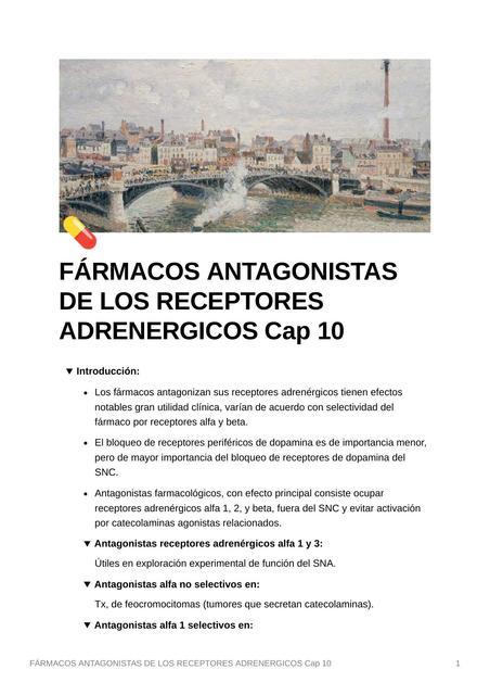 Fármacos Antagonistas de los Receptores Adrenérgicos | ESPM MEDICINA | uDocz