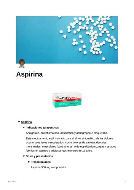 Aspirina | ESPM MEDICINA | uDocz