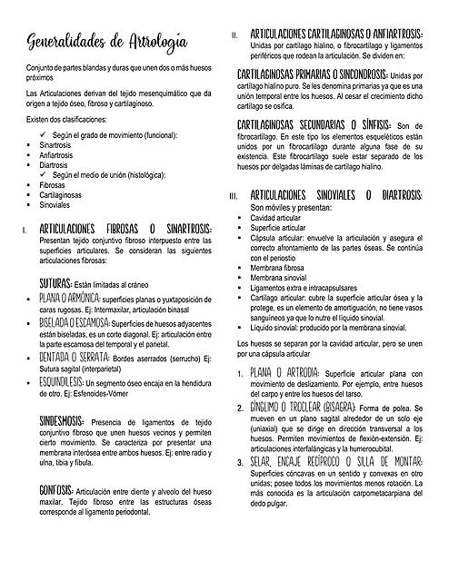 Generalidades de Artrología | Javiera Medina | uDocz