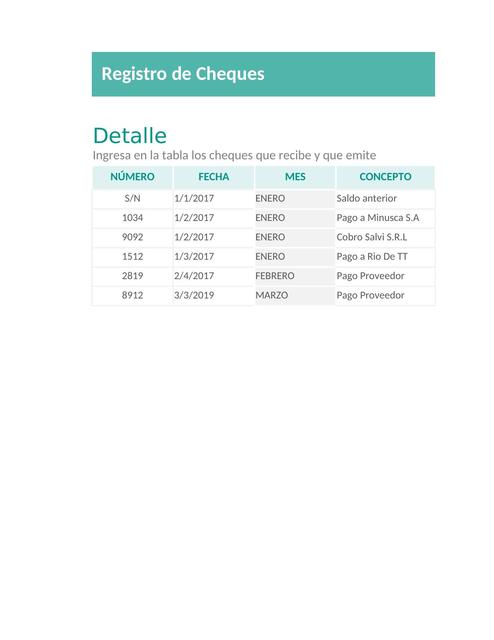 Registro de Cheques - Plantilla Exel | YUDOC.ORG | uDocz