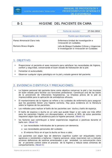 Higiene del Paciente en Cama | Enfermería | uDocz