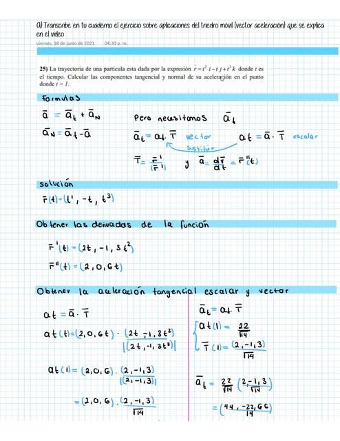 Ejercicios 2 de vector Tangente, Normal y Binormal | Apuntes con ...