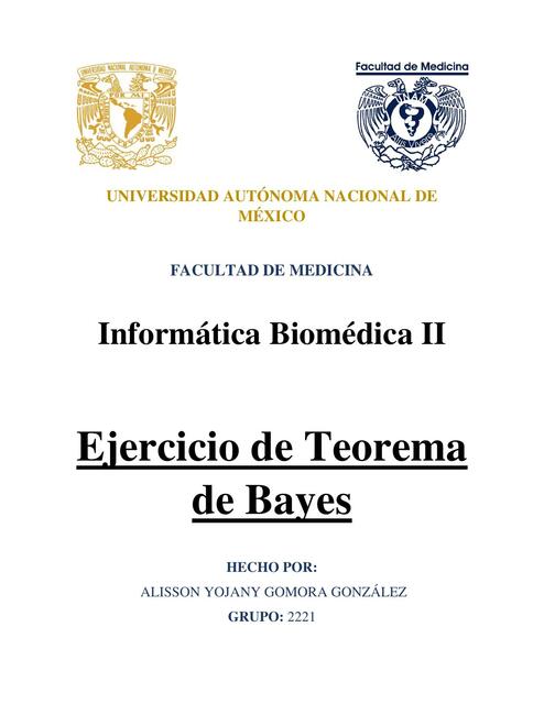 Ejercicio del Teorema de Bayes | Alisson Gomora Gonzalez | uDocz Ejercicio del Teorema de Bayes | Alisson Gomora Gonzalez | uDocz