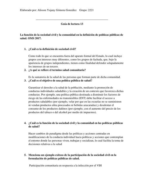 La función de la sociedad civil y la comunidad en la definición de políticas públicas de salud ...