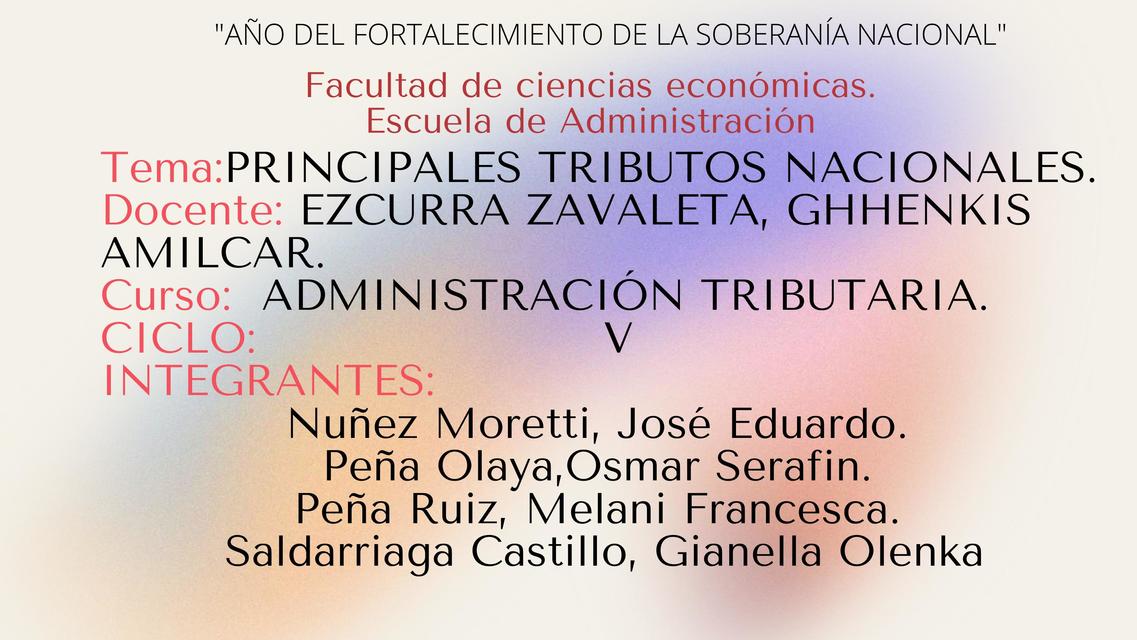 Principales tributos nacionales | Giussepe Mori Fernández | uDocz