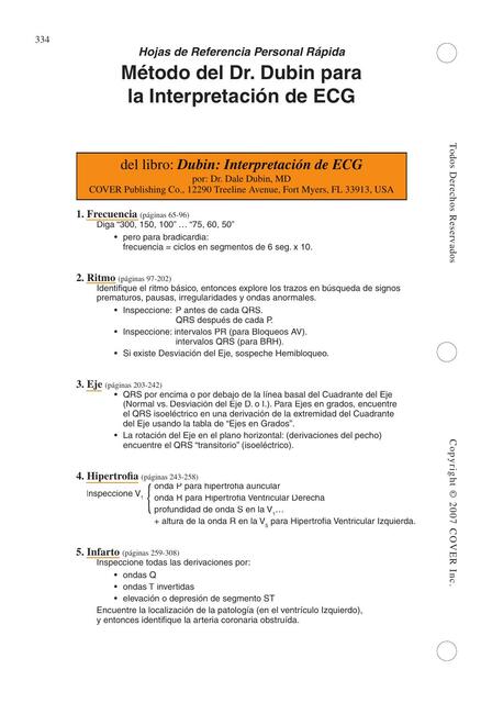 Método del Dr. Dubin para la Interpretación de ECG | Enfermería | uDocz