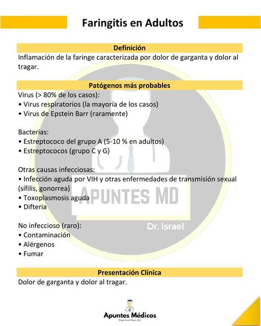 Flashcards de Faringitis en Adultos- Definición - Causas - Clínica ...