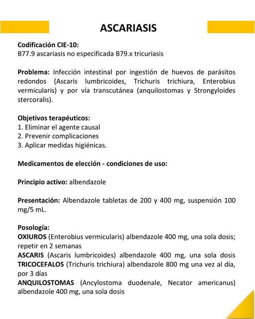 Ascariasis | Diego Israel Tipan, MD. - Apuntes Médicos | uDocz