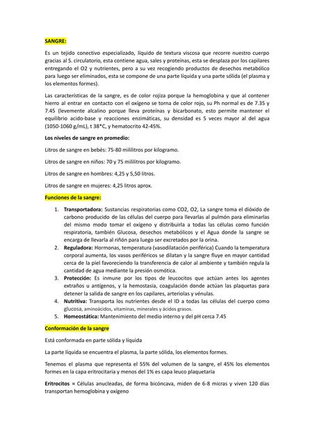 Sangre: Función, Conformación y Sangre Total | Jeremy Castillo | uDocz