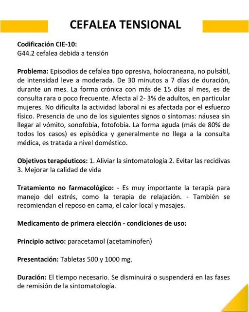 Cefalea tensional | Diego Israel Tipan, MD. - Apuntes Médicos | uDocz