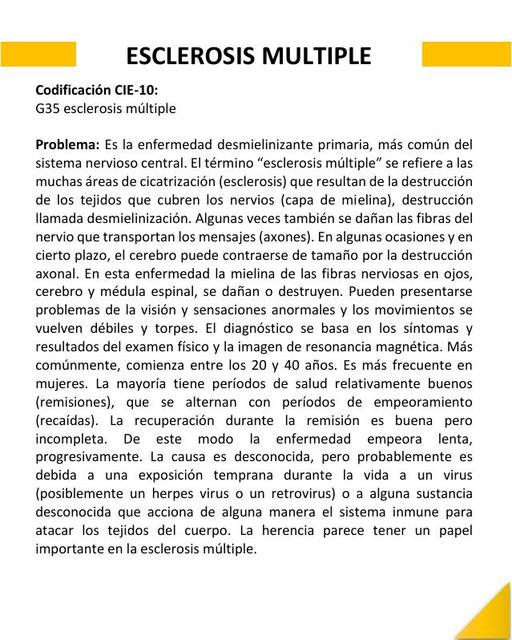 Esclerosis múltiple | Diego Israel Tipan, MD. - Apuntes Médicos | uDocz