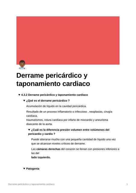 Derrame pericárdico y taponamiento cardiaco | ESPM MEDICINA | uDocz