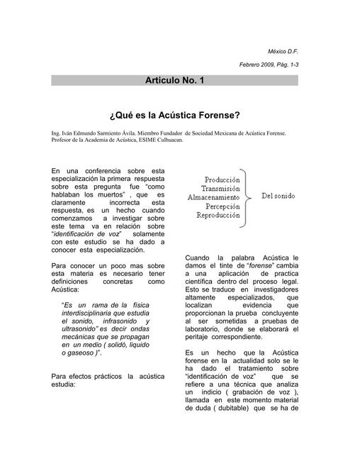 Articulo 1 ¿Qué es la Acústica Forense? | Forensic.notes | uDocz