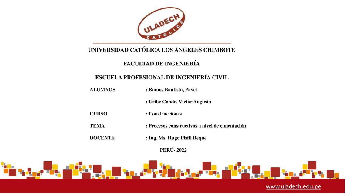 Procesos constructivos a nivel de cimentación | Pavel Ramos Bautista | uDocz