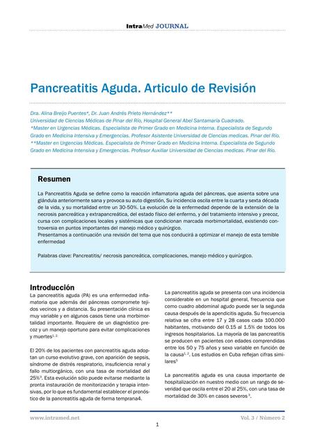 Pancreatitis Aguda Revisión | MEDilove | uDocz
