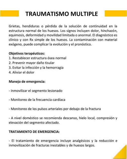 Traumatismo múltiple | Diego Israel Tipan, MD. - Apuntes Médicos | uDocz