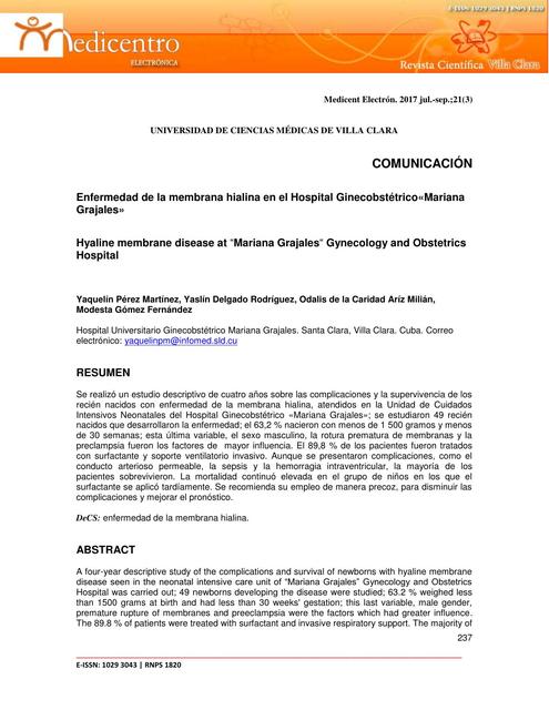 Déficit Surfactante Pulmonar | MARYURI LISBETH | uDocz