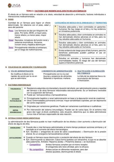 Factores que Modifican el Efecto de los Fármacos | study_enf | uDocz