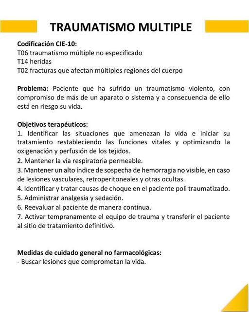 Traumatismo múltiple | Diego Israel Tipan, MD. - Apuntes Médicos | uDocz