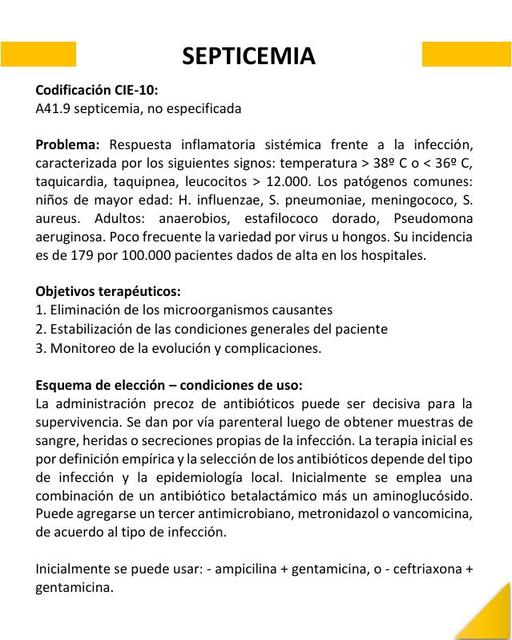 Septicemia | Apuntes Médicos - Diego Israel Tipan, MD. | uDocz
