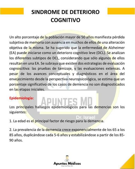 Síndrome de deterioro cognitivo | Diego Israel Tipan, MD. - Apuntes ...