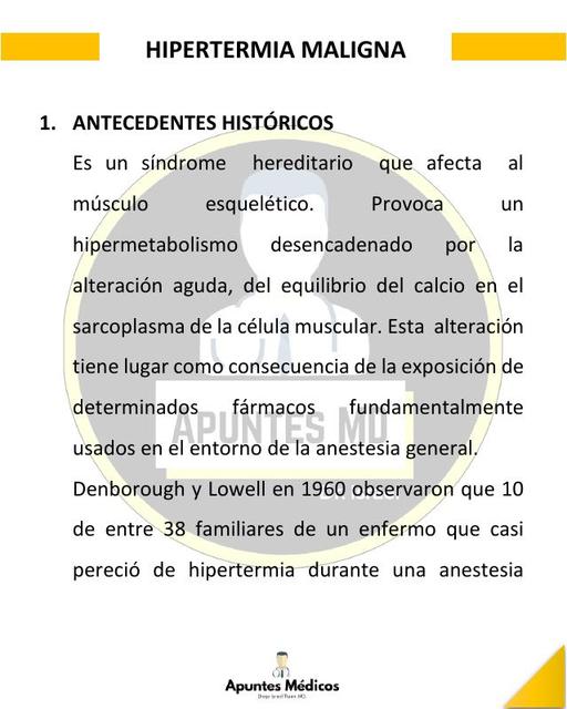 Hipertermia maligna | Diego Israel Tipan, MD. - Apuntes Médicos | uDocz