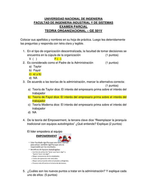 Examen parcial I | Study Ingenieros | uDocz