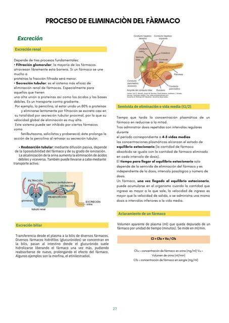 Proceso de eliminación del fármaco | MARYURI LISBETH | uDocz