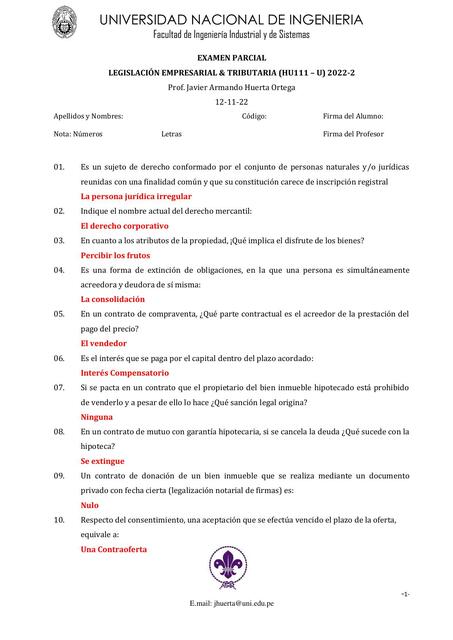 Examen Parcial Solucionario | Study Ingenieros | uDocz