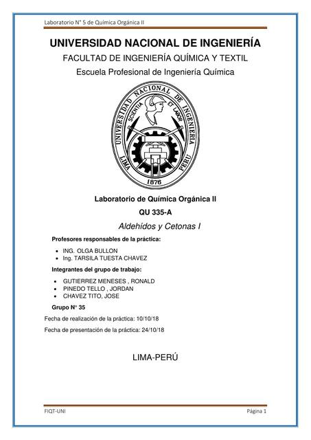 Laboratorio de Química Orgánica II | Study Ingenieros | uDocz