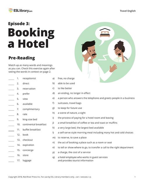 Booking a Hotel US | Study Ingenieros | uDocz
