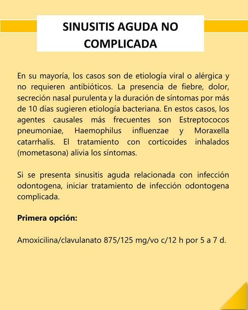 Sinusitis aguda no complicada | Diego Israel Tipan, MD. - Apuntes ...