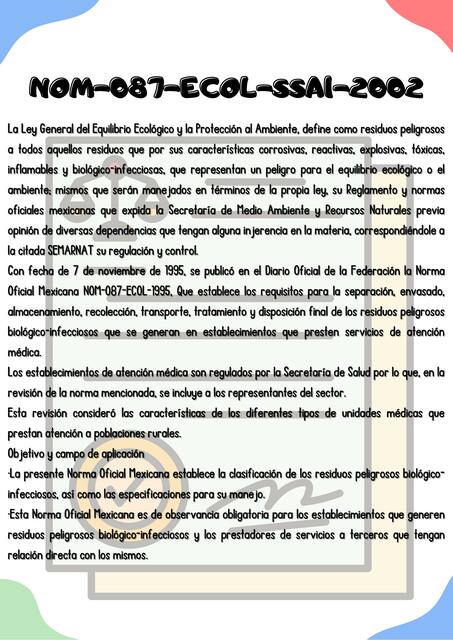 NORMA (NOM 087 ECOL SSA1) | Alan Díaz | uDocz