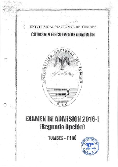 Examen de admisión I segunda opción | Giussepe Mori Fernández | uDocz