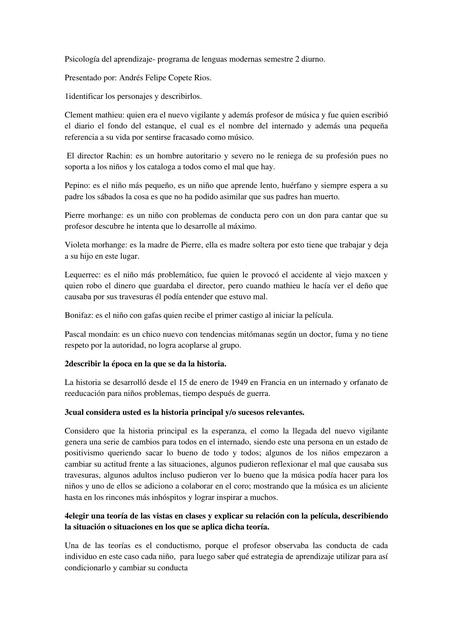 Psicología del Aprendizaje | Andres Copete | uDocz