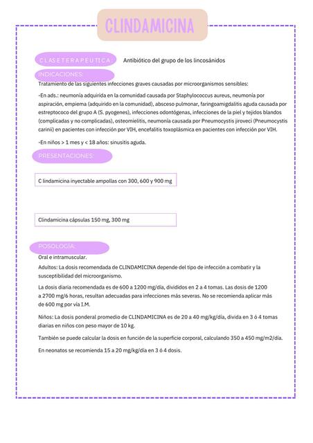 Clindamicina | MARYURI LISBETH | uDocz