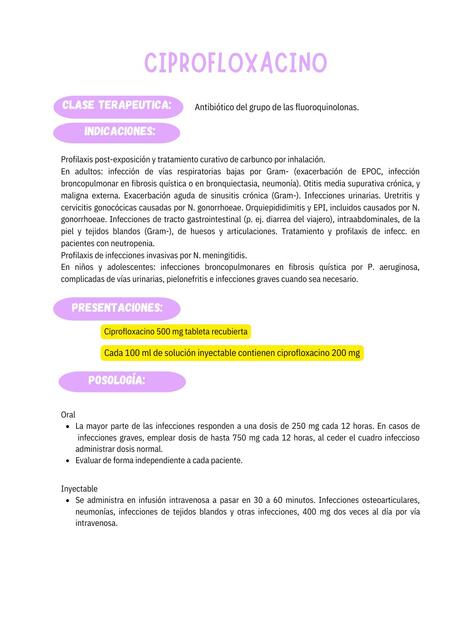 Ciprofloxacino | MARYURI LISBETH | uDocz