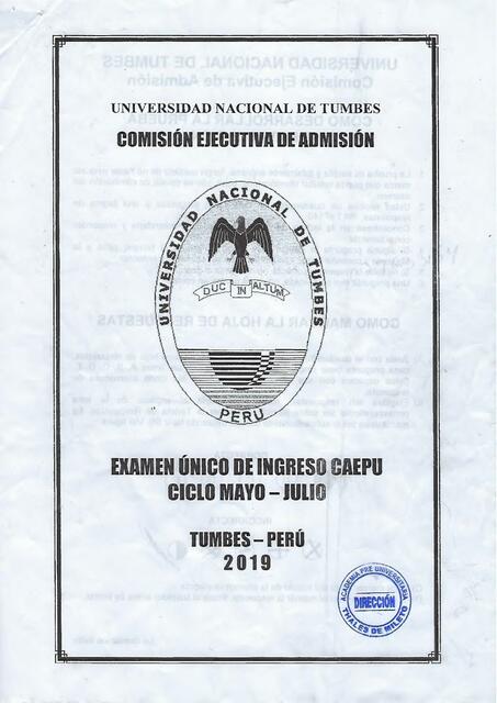 Examen único de ingreso CAEPU 2019 | Giussepe Mori Fernández | uDocz
