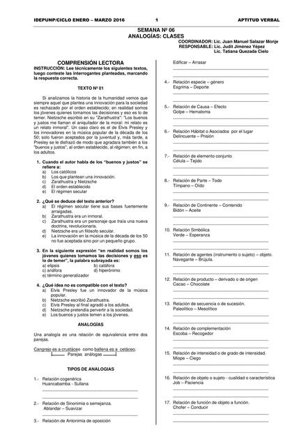 Aptitud verbal analogías | Giussepe Mori Fernández | uDocz