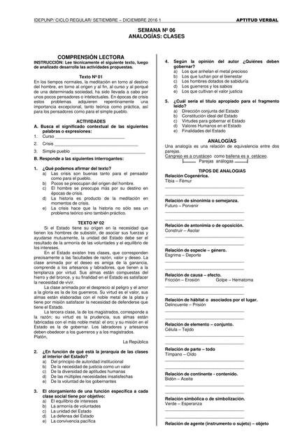 Aptitud verbal analogías V | Giussepe Mori Fernández | uDocz