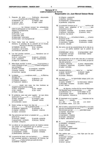 Aptitud verbal - conectores lógicos II | Giussepe Mori Fernández | uDocz