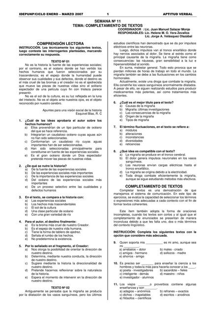 Aptitud Verbal- Conectores Lógicos V | Giussepe Mori Fernández | uDocz