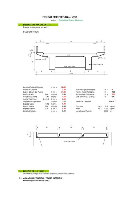 Diseño Puente Viga Losa Edwin Alex Chavez Gutierrez Udocz