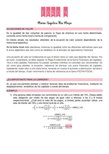 Ecuaciones de valor | Giussepe Mori Fernández | uDocz